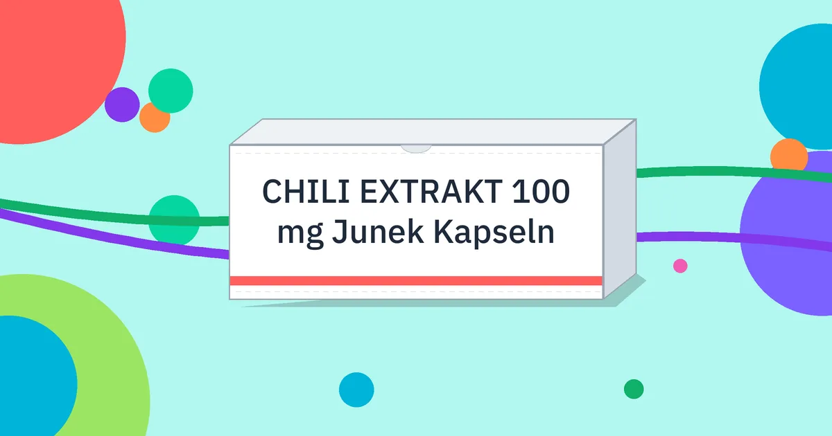Symbolbild: Packung mit der Aufschrift CHILI EXTRAKT 100 mg Junek Kapseln (PZN 10396944) – Verfügbarkeit und Bezug in Apotheken in Frankfurt am Main
