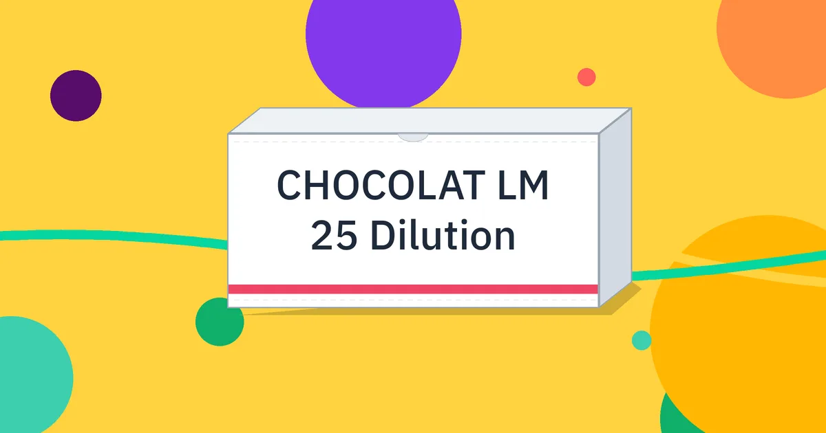 Symbolbild: Packung mit der Aufschrift CHOCOLAT LM 25 Dilution (PZN 12817048) – Verfügbarkeit und Bezug in Apotheken in Frankfurt am Main
