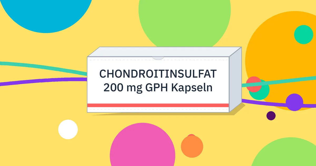 Symbolbild: Packung mit der Aufschrift CHONDROITINSULFAT 200 mg GPH Kapseln (PZN 09721793) – Verfügbarkeit und Bezug in Apotheken in Frankfurt am Main