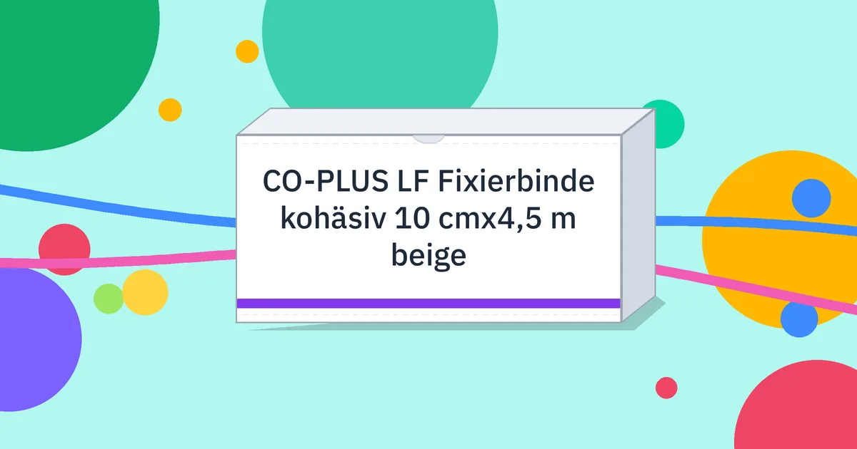 Symbolbild: Packung mit der Aufschrift CO-PLUS LF Fixierbinde kohäsiv 10 cmx4,5 m beige (PZN 19177698) – Verfügbarkeit und Bezug in Apotheken in Frankfurt am Main