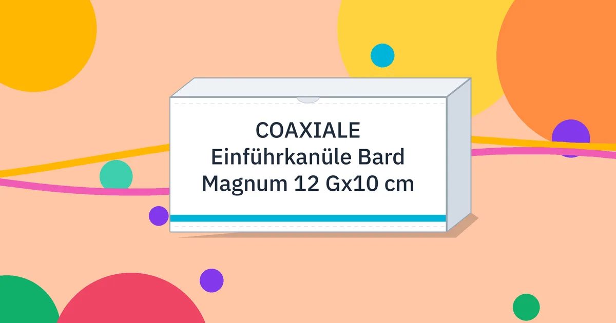 Symbolbild: Packung mit der Aufschrift COAXIALE Einführkanüle Bard Magnum 12 Gx10 cm (PZN 04666552) – Verfügbarkeit und Bezug in Apotheken in Frankfurt am Main