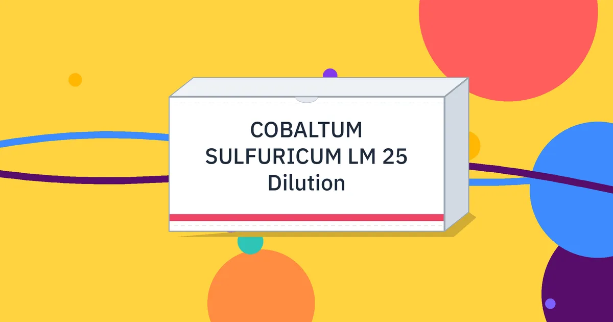 Symbolbild: Packung mit der Aufschrift COBALTUM SULFURICUM LM 25 Dilution (PZN 12824686) – Verfügbarkeit und Bezug in Apotheken in Frankfurt am Main