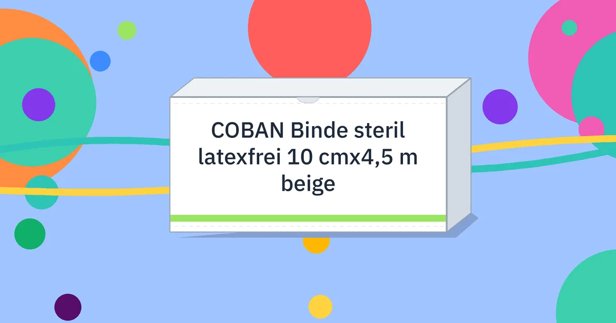 Symbolbild: Packung mit der Aufschrift COBAN Binde steril latexfrei 10 cmx4,5 m beige (PZN 15292936) – Verfügbarkeit und Bezug in Apotheken in Frankfurt am Main
