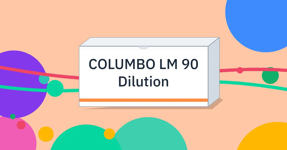 Symbolbild: Packung mit der Aufschrift COLUMBO LM 90 Dilution (PZN 13449055) – Verfügbarkeit und Bezug in Apotheken in Frankfurt am Main