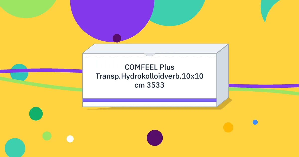 Symbolbild: Packung mit der Aufschrift COMFEEL Plus Transp.Hydrokolloidverb.10x10 cm 3533 (PZN 13820957) – Verfügbarkeit und Bezug in Apotheken in Frankfurt am Main