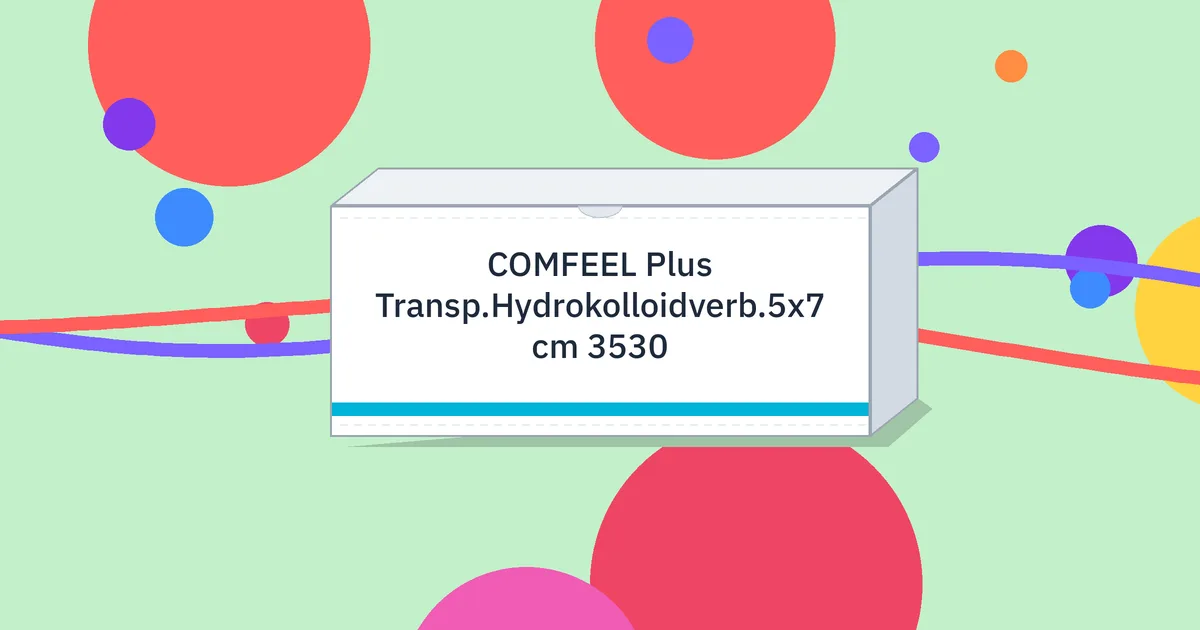 Symbolbild: Packung mit der Aufschrift COMFEEL Plus Transp.Hydrokolloidverb.5x7 cm 3530 (PZN 01298042) – Verfügbarkeit und Bezug in Apotheken in Frankfurt am Main