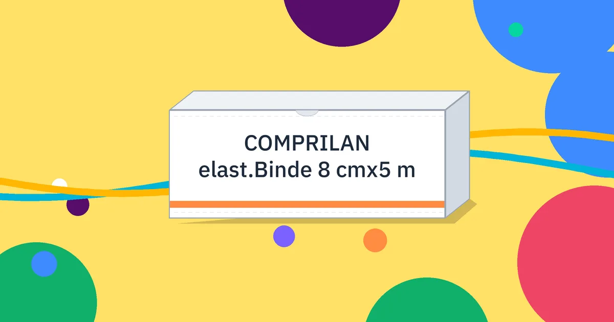 Symbolbild: Packung mit der Aufschrift COMPRILAN elast.Binde 8 cmx5 m (PZN 18736606) – Verfügbarkeit und Bezug in Apotheken in Frankfurt am Main