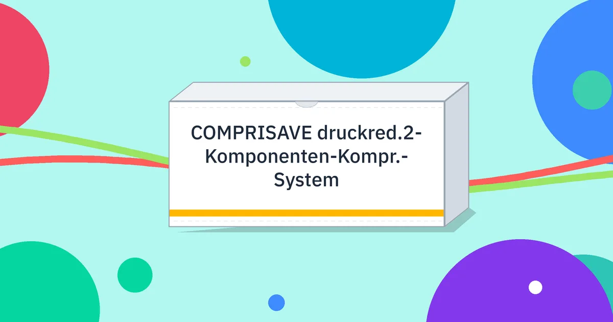 Symbolbild: Packung mit der Aufschrift COMPRISAVE druckred.2-Komponenten-Kompr.-System (PZN 20087492) – Verfügbarkeit und Bezug in Apotheken in Frankfurt am Main