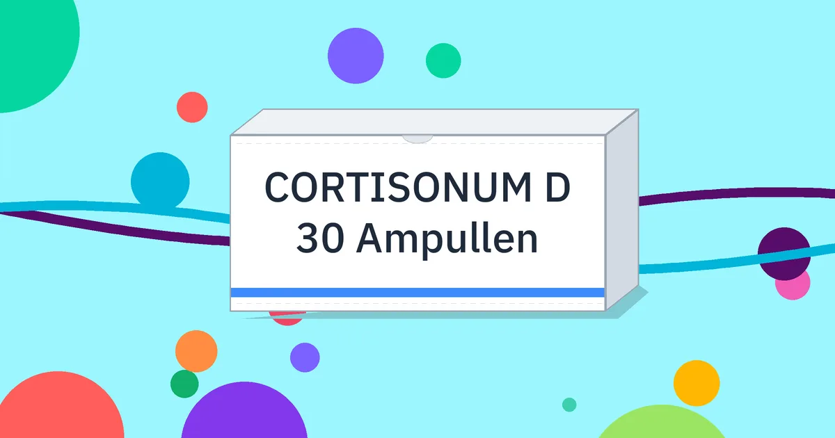 Symbolbild: Packung mit der Aufschrift CORTISONUM D 30 Ampullen (PZN 11705442) – Verfügbarkeit und Bezug in Apotheken in Frankfurt am Main