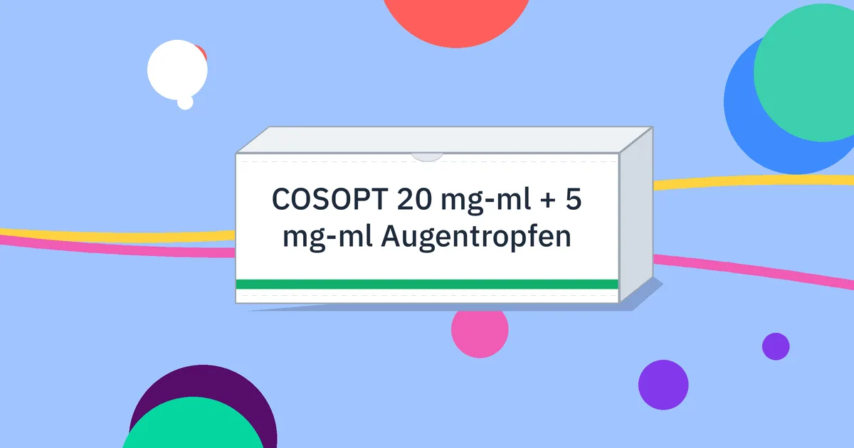 Symbolbild: Packung mit der Aufschrift COSOPT 20 mg-ml + 5 mg-ml Augentropfen (PZN 12421936) – Verfügbarkeit und Bezug in Apotheken in Frankfurt am Main