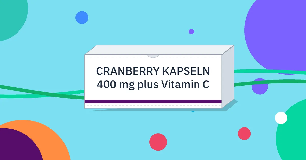 Symbolbild: Packung mit der Aufschrift CRANBERRY KAPSELN 400 mg plus Vitamin C (PZN 07625364) – Verfügbarkeit und Bezug in Apotheken in Frankfurt am Main