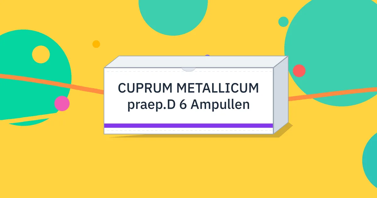 Symbolbild: Packung mit der Aufschrift CUPRUM METALLICUM praep.D 6 Ampullen (PZN 01621454) – Verfügbarkeit und Bezug in Apotheken in Frankfurt am Main