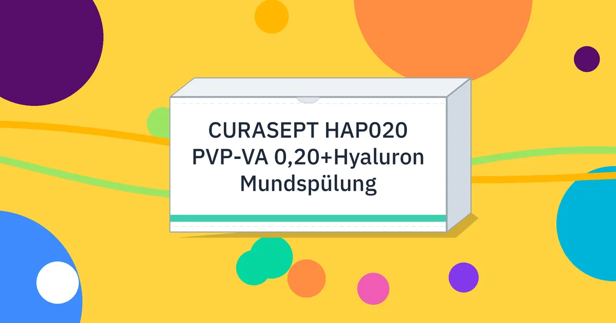 Symbolbild: Packung mit der Aufschrift CURASEPT HAP020 PVP-VA 0,20+Hyaluron Mundspülung (PZN 16127932) – Verfügbarkeit und Bezug in Apotheken in Frankfurt am Main