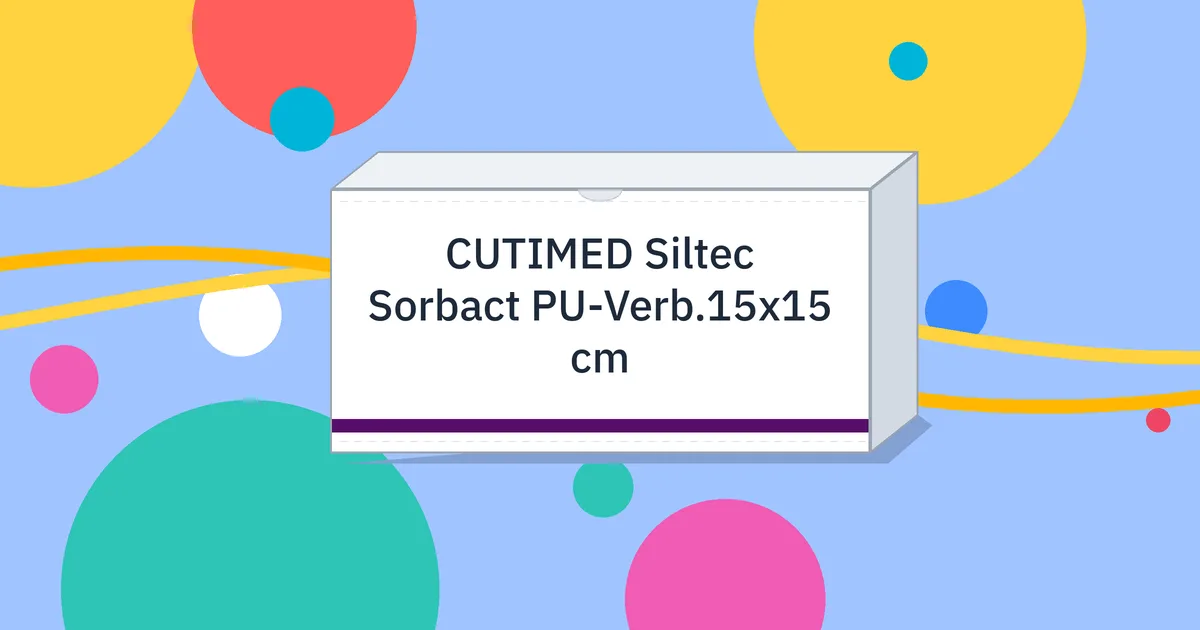 Symbolbild: Packung mit der Aufschrift CUTIMED Siltec Sorbact PU-Verb.15x15 cm (PZN 18126865) – Verfügbarkeit und Bezug in Apotheken in Frankfurt am Main