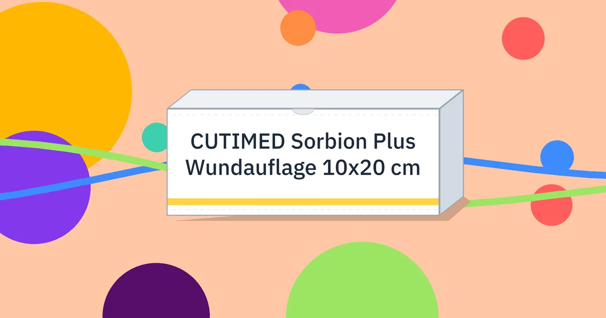 Symbolbild: Packung mit der Aufschrift CUTIMED Sorbion Plus Wundauflage 10x20 cm (PZN 18731336) – Verfügbarkeit und Bezug in Apotheken in Frankfurt am Main