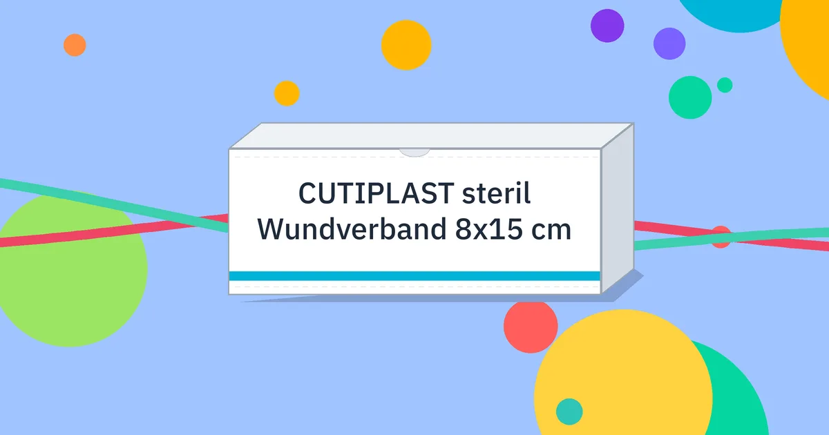 Symbolbild: Packung mit der Aufschrift CUTIPLAST steril Wundverband 8x15 cm (PZN 14021566) – Verfügbarkeit und Bezug in Apotheken in Frankfurt am Main