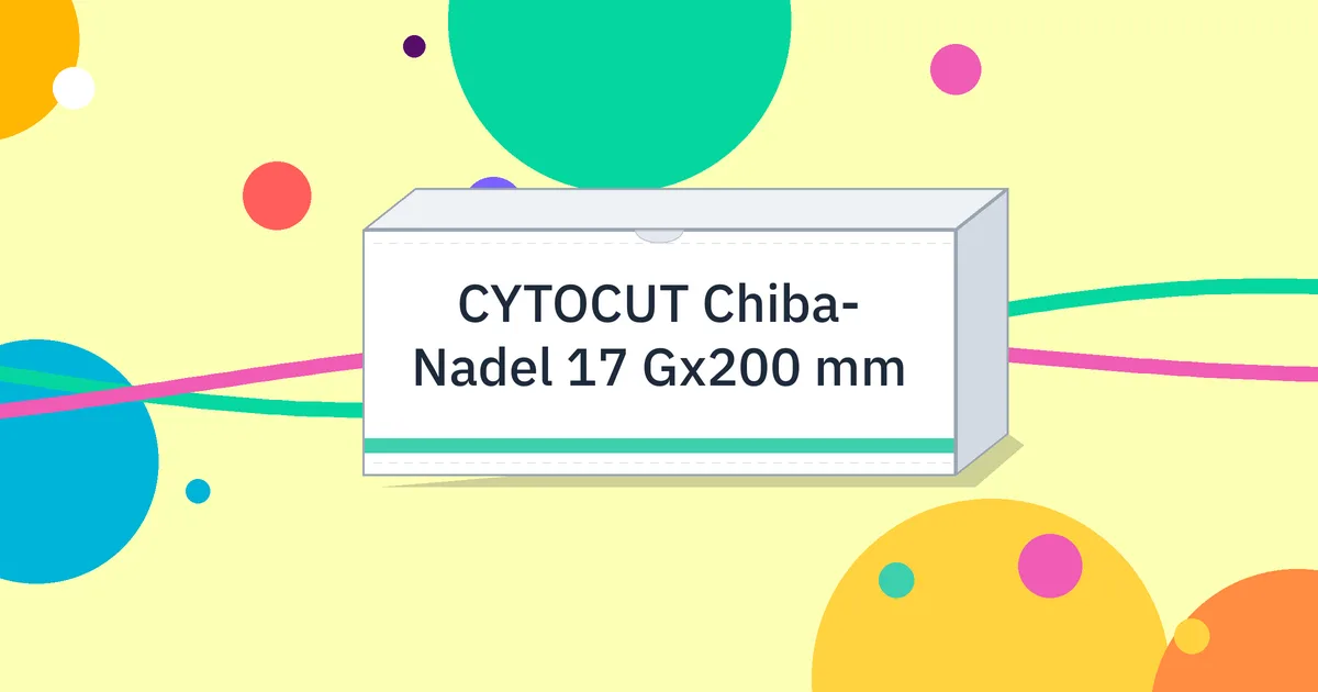 Symbolbild: Packung mit der Aufschrift CYTOCUT Chiba-Nadel 17 Gx200 mm (PZN 19735081) – Verfügbarkeit und Bezug in Apotheken in Frankfurt am Main