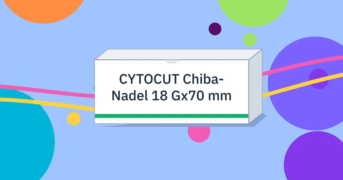 Symbolbild: Packung mit der Aufschrift CYTOCUT Chiba-Nadel 18 Gx70 mm (PZN 19735129) – Verfügbarkeit und Bezug in Apotheken in Frankfurt am Main