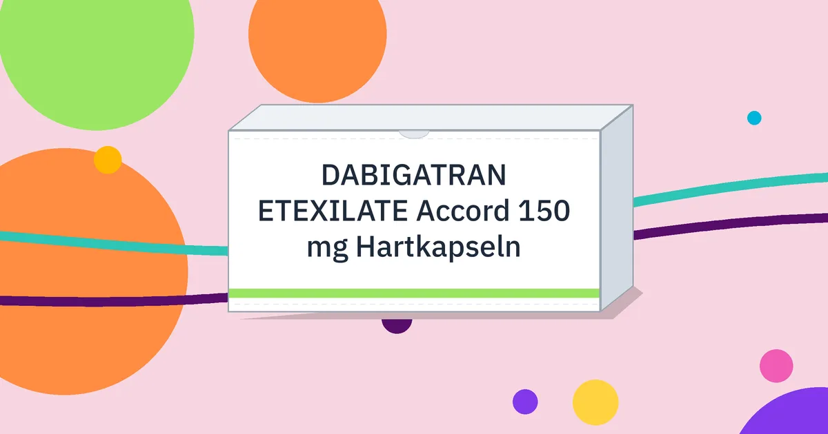 Symbolbild: Packung mit der Aufschrift DABIGATRAN ETEXILATE Accord 150 mg Hartkapseln (PZN 19537754) – Verfügbarkeit und Bezug in Apotheken in Frankfurt am Main