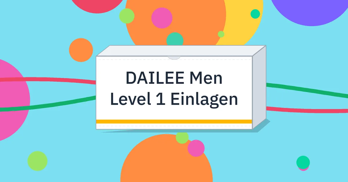 Symbolbild: Packung mit der Aufschrift DAILEE Men Level 1 Einlagen (PZN 15883560) – Verfügbarkeit und Bezug in Apotheken in Frankfurt am Main