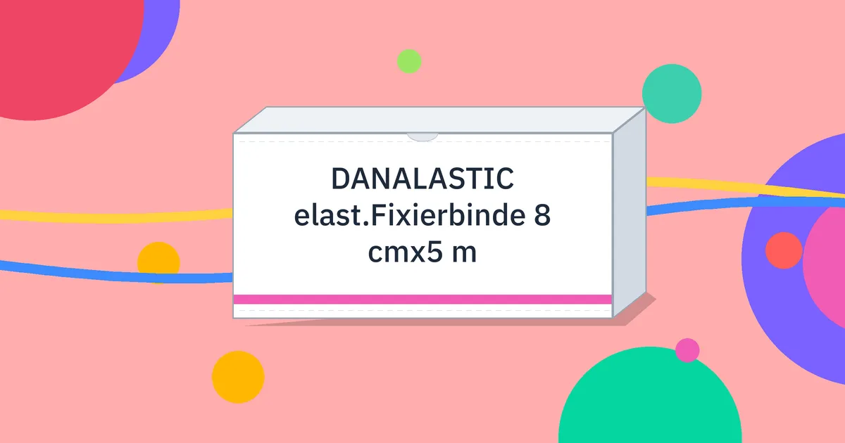 Symbolbild: Packung mit der Aufschrift DANALASTIC elast.Fixierbinde 8 cmx5 m (PZN 20810706) – Verfügbarkeit und Bezug in Apotheken in Frankfurt am Main