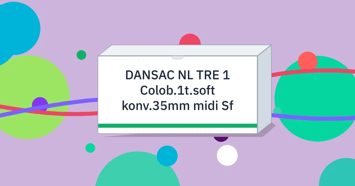 Symbolbild: Packung mit der Aufschrift DANSAC NL TRE 1 Colob.1t.soft konv.35mm midi Sf (PZN 16197571) – Verfügbarkeit und Bezug in Apotheken in Frankfurt am Main