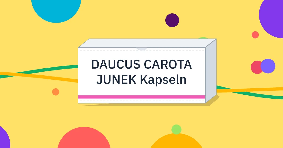 Symbolbild: Packung mit der Aufschrift DAUCUS CAROTA JUNEK Kapseln (PZN 10337195) – Verfügbarkeit und Bezug in Apotheken in Frankfurt am Main