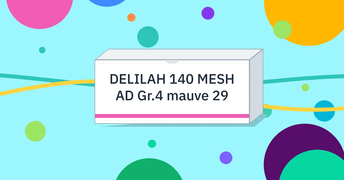 Symbolbild: Packung mit der Aufschrift DELILAH 140 MESH AD Gr.4 mauve 29 (PZN 13849398) – Verfügbarkeit und Bezug in Apotheken in Frankfurt am Main