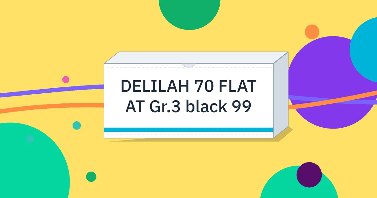 Symbolbild: Packung mit der Aufschrift DELILAH 70 FLAT AT Gr.3 black 99 (PZN 13848298) – Verfügbarkeit und Bezug in Apotheken in Frankfurt am Main