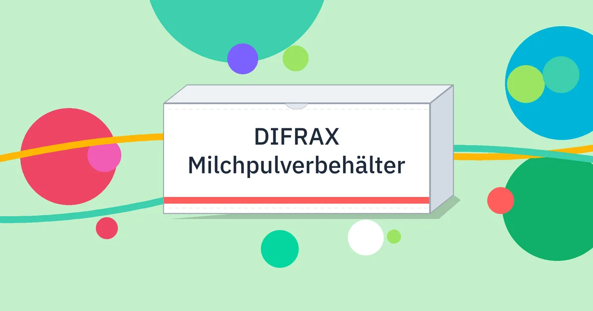 Symbolbild: Packung mit der Aufschrift DIFRAX Milchpulverbehälter (PZN 12518446) – Verfügbarkeit und Bezug in Apotheken in Frankfurt am Main