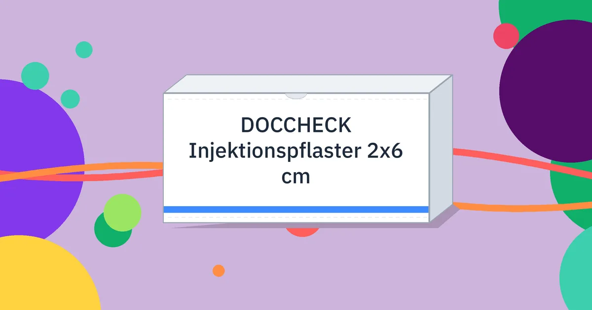 Symbolbild: Packung mit der Aufschrift DOCCHECK Injektionspflaster 2x6 cm (PZN 13421453) – Verfügbarkeit und Bezug in Apotheken in Frankfurt am Main
