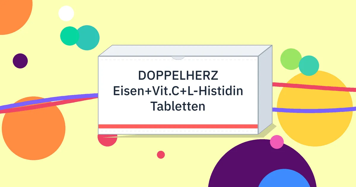Symbolbild: Packung mit der Aufschrift DOPPELHERZ Eisen+Vit.C+L-Histidin Tabletten (PZN 02483072) – Verfügbarkeit und Bezug in Apotheken in Frankfurt am Main