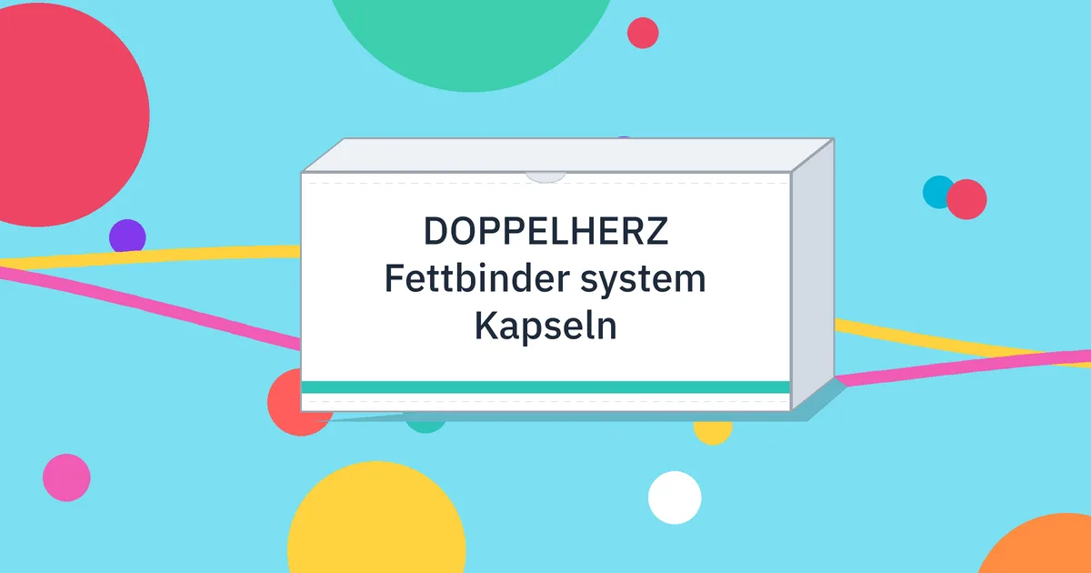 Symbolbild: Packung mit der Aufschrift DOPPELHERZ Fettbinder system Kapseln (PZN 16833038) – Verfügbarkeit und Bezug in Apotheken in Frankfurt am Main