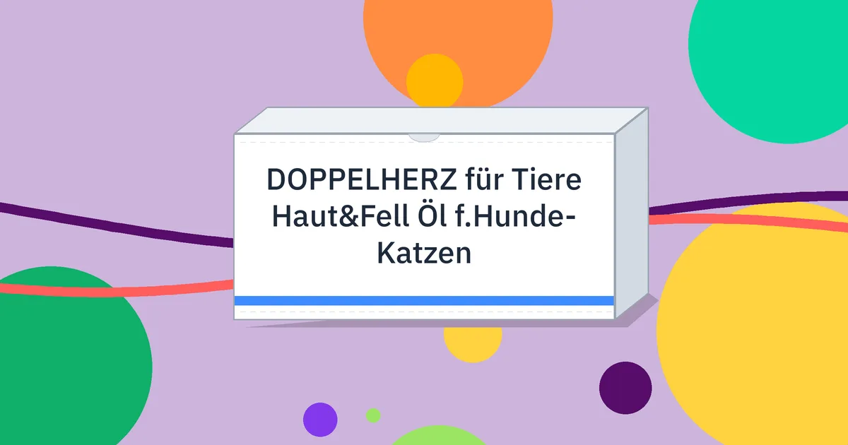 Symbolbild: Packung mit der Aufschrift DOPPELHERZ für Tiere Haut&Fell Öl f.Hunde-Katzen (PZN 17305548) – Verfügbarkeit und Bezug in Apotheken in Frankfurt am Main