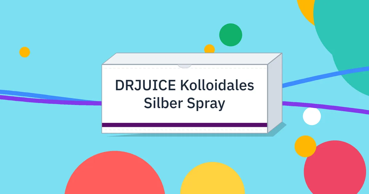 Symbolbild: Packung mit der Aufschrift DRJUICE Kolloidales Silber Spray (PZN 19899227) – Verfügbarkeit und Bezug in Apotheken in Frankfurt am Main