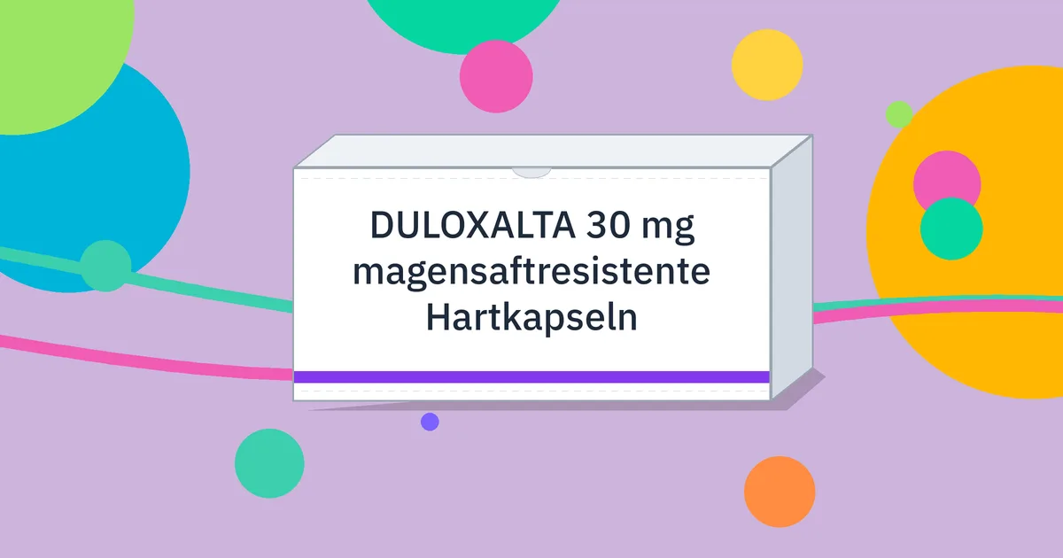 Symbolbild: Packung mit der Aufschrift DULOXALTA 30 mg magensaftresistente Hartkapseln (PZN 11715400) – Verfügbarkeit und Bezug in Apotheken in Frankfurt am Main