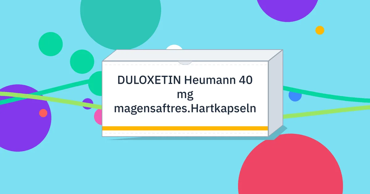 Symbolbild: Packung mit der Aufschrift DULOXETIN Heumann 40 mg magensaftres.Hartkapseln (PZN 10785657) – Verfügbarkeit und Bezug in Apotheken in Frankfurt am Main