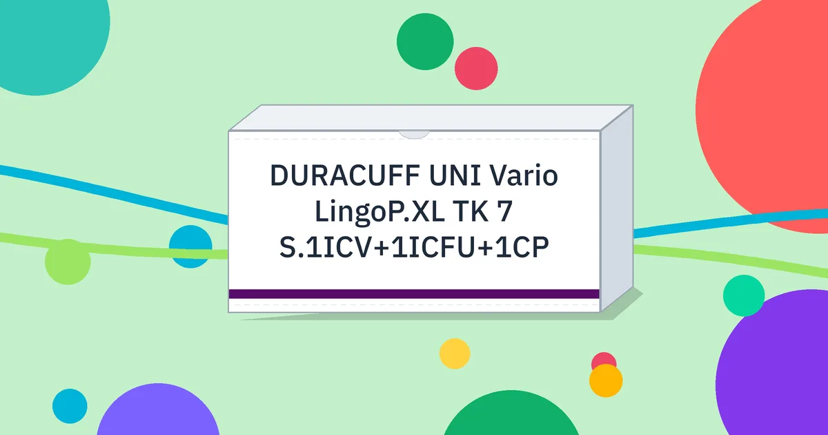 Symbolbild: Packung mit der Aufschrift DURACUFF UNI Vario LingoP.XL TK 7 S.1ICV+1ICFU+1CP (PZN 16030983) – Verfügbarkeit und Bezug in Apotheken in Frankfurt am Main