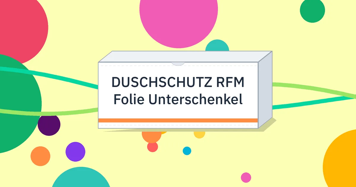 Symbolbild: Packung mit der Aufschrift DUSCHSCHUTZ RFM Folie Unterschenkel (PZN 19688163) – Verfügbarkeit und Bezug in Apotheken in Frankfurt am Main
