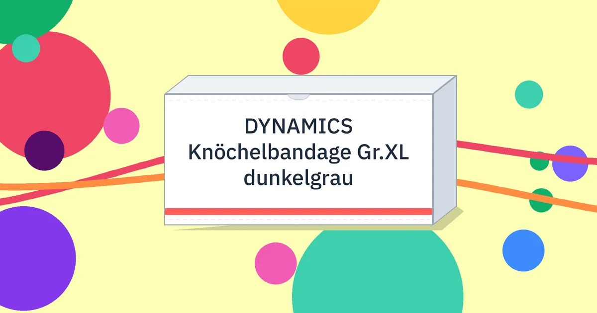Symbolbild: Packung mit der Aufschrift DYNAMICS Knöchelbandage Gr.XL dunkelgrau (PZN 10633947) – Verfügbarkeit und Bezug in Apotheken in Frankfurt am Main