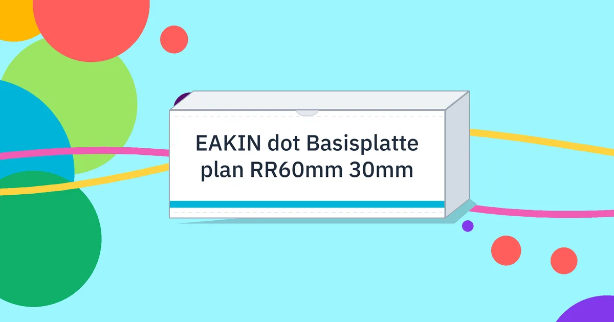 Symbolbild: Packung mit der Aufschrift EAKIN dot Basisplatte plan RR60mm 30mm (PZN 11870566) – Verfügbarkeit und Bezug in Apotheken in Frankfurt am Main