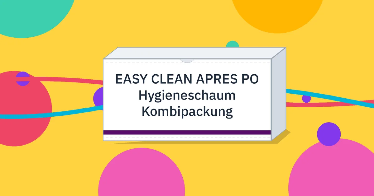 Symbolbild: Packung mit der Aufschrift EASY CLEAN APRES PO Hygieneschaum Kombipackung (PZN 15388903) – Verfügbarkeit und Bezug in Apotheken in Frankfurt am Main