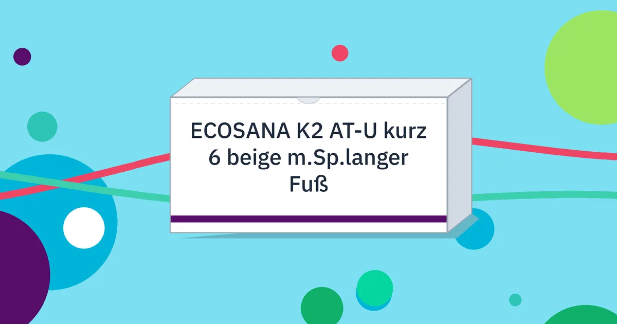 Symbolbild: Packung mit der Aufschrift ECOSANA K2 AT-U kurz 6 beige m.Sp.langer Fuß (PZN 10954746) – Verfügbarkeit und Bezug in Apotheken in Frankfurt am Main