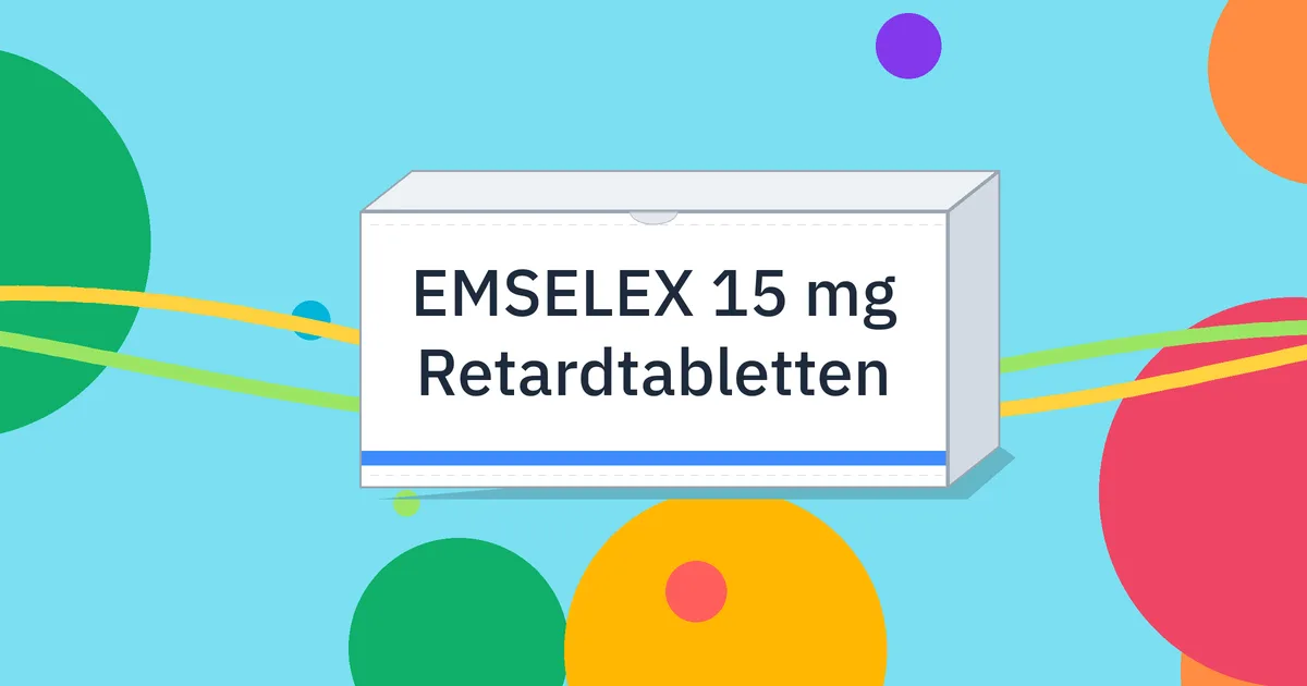 Symbolbild: Packung mit der Aufschrift EMSELEX 15 mg Retardtabletten (PZN 01755002) – Verfügbarkeit und Bezug in Apotheken in Frankfurt am Main