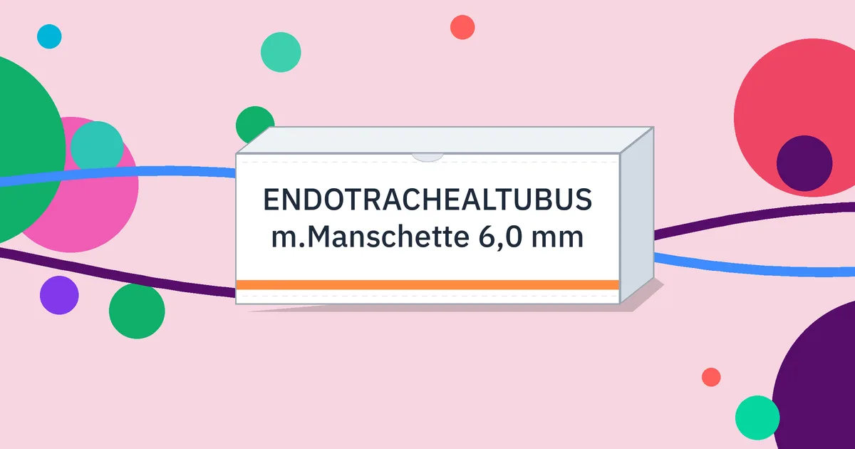Symbolbild: Packung mit der Aufschrift ENDOTRACHEALTUBUS m.Manschette 6,0 mm (PZN 08887149) – Verfügbarkeit und Bezug in Apotheken in Frankfurt am Main