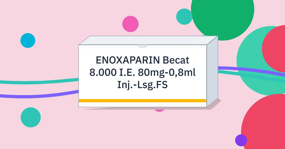 Symbolbild: Packung mit der Aufschrift ENOXAPARIN Becat 8.000 I.E. 80mg-0,8ml Inj.-Lsg.FS (PZN 16833587) – Verfügbarkeit und Bezug in Apotheken in Frankfurt am Main