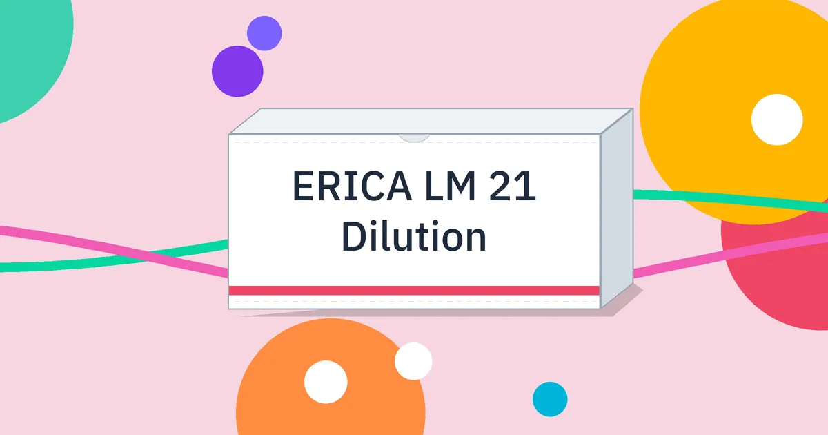 Symbolbild: Packung mit der Aufschrift ERICA LM 21 Dilution (PZN 13477778) – Verfügbarkeit und Bezug in Apotheken in Frankfurt am Main