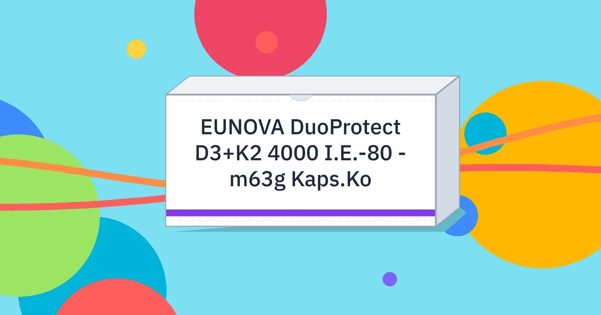 Symbolbild: Packung mit der Aufschrift EUNOVA DuoProtect D3+K2 4000 I.E.-80 -m63g Kaps.Ko (PZN 18240319) – Verfügbarkeit und Bezug in Apotheken in Frankfurt am Main