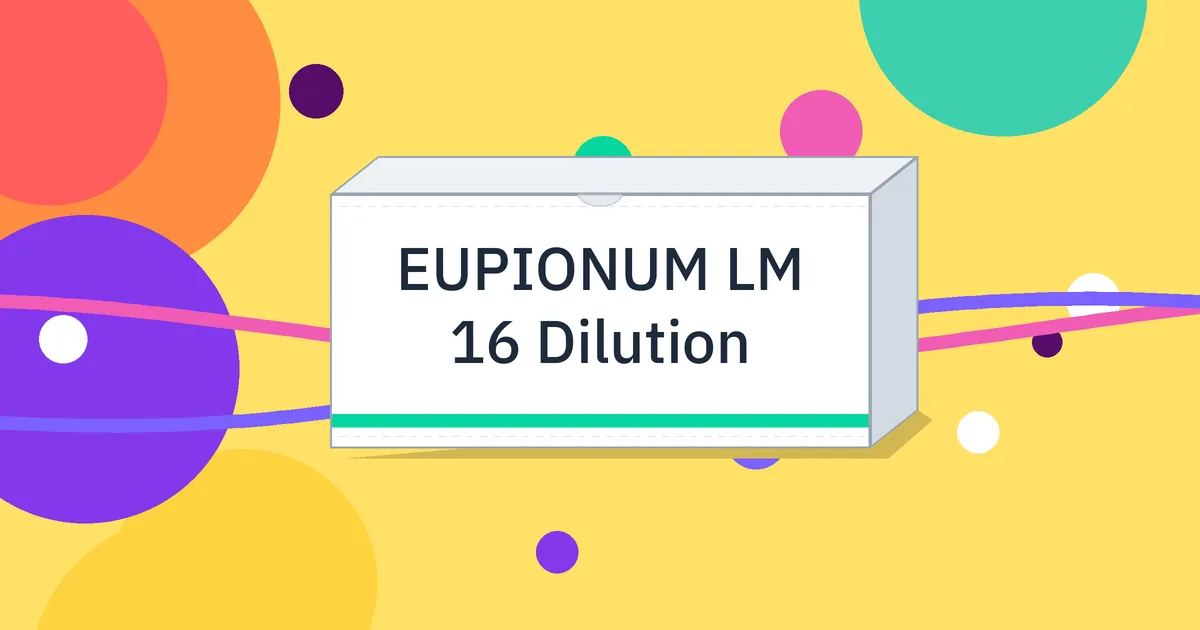 Symbolbild: Packung mit der Aufschrift EUPIONUM LM 16 Dilution (PZN 13483738) – Verfügbarkeit und Bezug in Apotheken in Frankfurt am Main