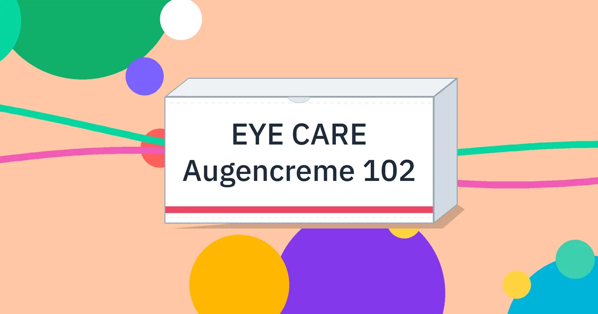 Symbolbild: Packung mit der Aufschrift EYE CARE Augencreme 102 (PZN 07658091) – Verfügbarkeit und Bezug in Apotheken in Frankfurt am Main